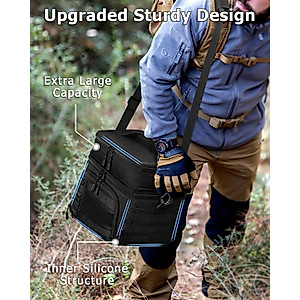 RalChyez Tactical Lunch Box for Men, Large Insulated Lunch Bag Expandable Double Deck Cooler Leakproof Waterproof Lunch Pail for Adult Women Work Office Shifts Picnic Travel Black