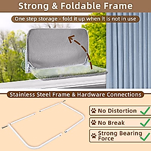 AMOSIJOY Cordless Cat Window Perch Cat Hammock, Large Cats Window Cat Beds with 4 Suction Cups & Solid Metal Frame, Foldable Cat Seat for Indoor Cats (Medium)
