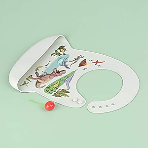 lofca Silicone Bib For Babies & Toddlers Self Feeding BPA Free Waterproof Comfortable Soft Dinosaur
