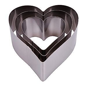 Heart Cookie Cutter Set - 3 Piece Biscuit Cutter, Pastry Donut Doughnut Cutter Set/Heart Shape Cookie Cutters Baking/Metal Heart Cake Molds Valentine's Day