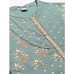 Yash Gallery Rayon Floral Printed Anarkali Kurtis for Women Indian Style Green