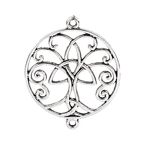 JGFinds Large Tree of Life Boho Chic Silver Tone Charm Connectors for DIY Jewelry Making, 1 7/8", 10 Pack