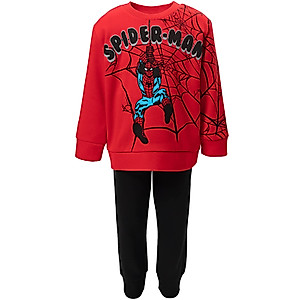 Marvel Avengers Spider-Man Little Boys Fleece Pullover Sweatshirt and Pants Set Black/Red 7-8