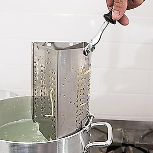 Soro Essentials – 3 qt. Stainless Steel Pasta Cooker Inset - Pasta Strainer Inset for Pot Strainer Inset for Stock Pot Noodle Strainer Blanching Basket for Seafoods and Vegetables