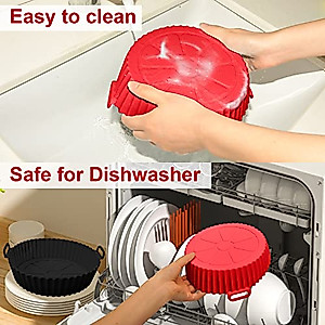 Air Fryer Silicone Pot, 2Pcs 8.6'' Air Fryer Silicone Liners Food Safe Non Stick Air fryer Basket Oven Accessories, Reusable Replacement of Parchment Liner Paper Fits 5.3QT or Bigger Air Fryer