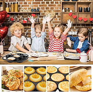 PROKITCHEN Cast Iron Muffin Tin,Cast Iron Cupcake Pan for Baking Biscuits, 7 part - bonus 2 Mini Oven Gloves