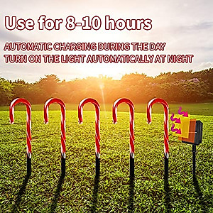 Christmas Candy Cane Lights,8 Pcs Solar Lights Christmas Decoration Lawn Candy Cane Lights， Solar Powered Garden Lights， Home Led for Outdoor Garden Lighting