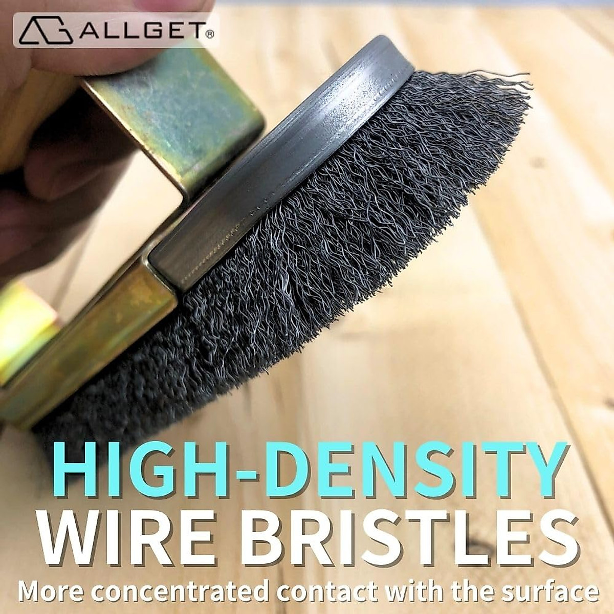 ALLGET Iron-Shaped Steel Wire Brush, high-Hardness Steel Wire Suitable for Heavy-Duty Cleaning, Rust Removal, Scraping, and polishing on Hard Surfaces.