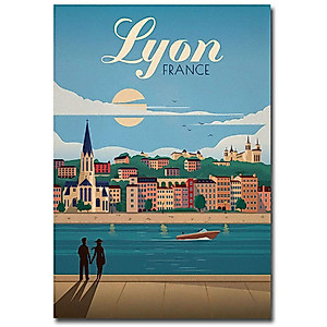 Lyon France Travel Vintage Art Refrigerator Magnet Size 2.5" x 3.5"