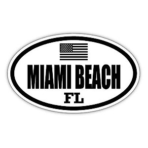 3 Pack Reflective Miami Beach FL Florida Miami-Dade County Stealthy US Flag Euro Decal Sticker Vinyl for Hard Hats, Bottles, Glass, Toolbox 2" x 3"