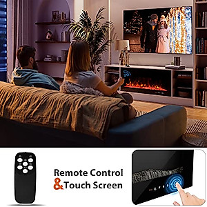 36" Electric Fireplace Inserts Wall Mounted Fireplace with [3D Flame] [Wall Mounted] [Remote Control] for The Living Room Bedroom Indoor, Black