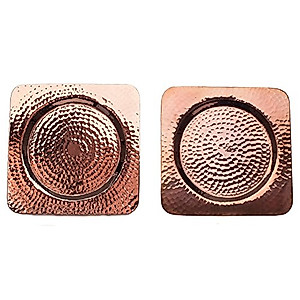 Sertodo Copper, Square Napa Bottle Coaster, Hand Hammered 100% Pure Copper, 5.5 Inch square, Set of 2
