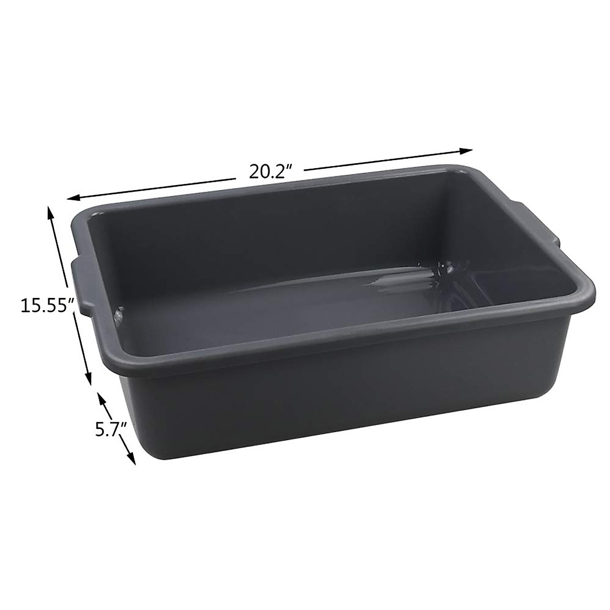 Dehouse 4-Pack 24 L Gray Large Plastic Bus Box, Commercial Bus Tubs