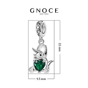 GNOCE Triceratops Embraces Heart Gemstone Pendant Dangle Charm 925 Sterling Silver Charms Fits Bracelets/Necklace Birthday Gift For Women Wife (Triceratops)