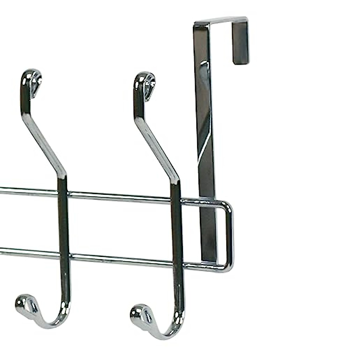 Home Basics 3 Dual Hook Over the Door Hanging Organizing Rack, Multi-purpose for Hanging Clothes, Towels, Coats, Rust Resistant, Chrome