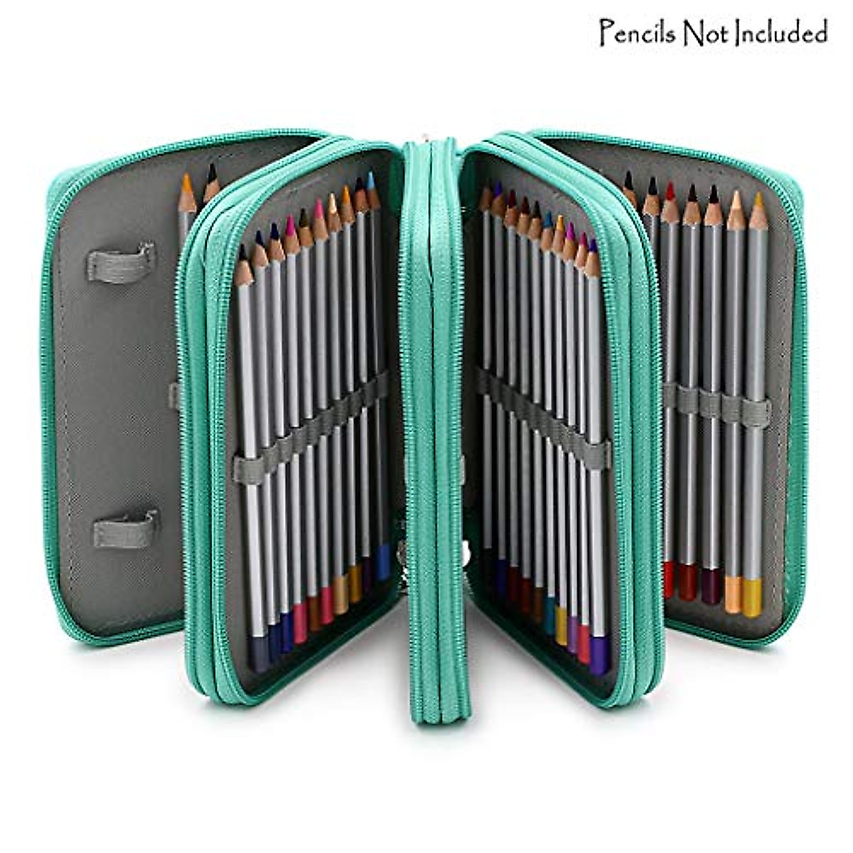 BTSKY PU Leather Colored Pencil Case with Compartments-72 Slots Handy Pencil Bags Large for Watercolor Pencils, Ordinary Pencils (Green)