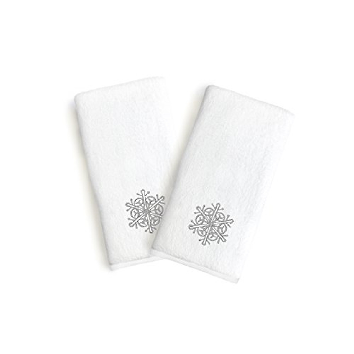 Linum Home Textiles ST00-2HT-95-FLK Hand Towels Cotton Grey Snow Flake (Set of 2)