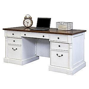Martin Furniture Durham Double Pedestal Executive Desk, White