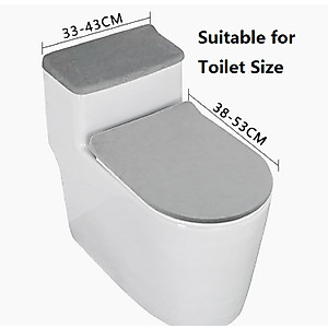 Toilet Tank Lid Cover and Toilet Lid Cover, Bathroom Toilet Lid Seat Cover Set,Toilet Protector Cover，Stretch Washable Spandex Fabric, Fits Most Toilet Tanks & Lids，Hotel and Home，Light Grey (4)