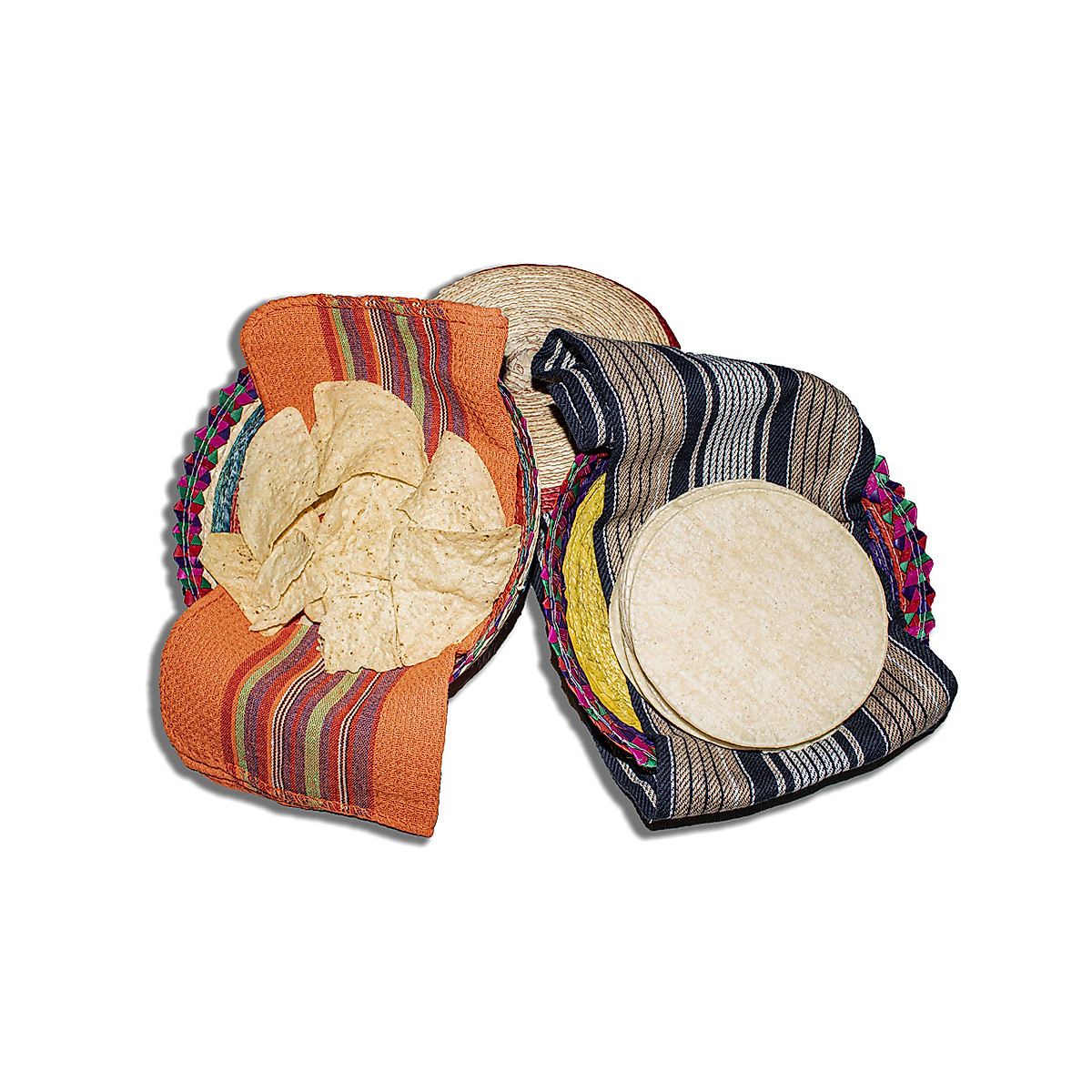 Mexican Palm Tortilleros. Handmade by The Indigenous People OF Mexico. Mexican Tortilla and Pancake Warmer. Great candy, and Chips Holder. (Colosal, 3 Pack)