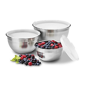 Cuisinart CTG-00-SMB Stainless Steel Mixing Bowls with Lids, 3 Piece, 5 quartz