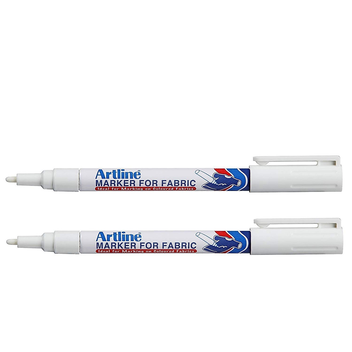 Artline White Permanent Fabric Markers pen for clothing (2 Markers)
