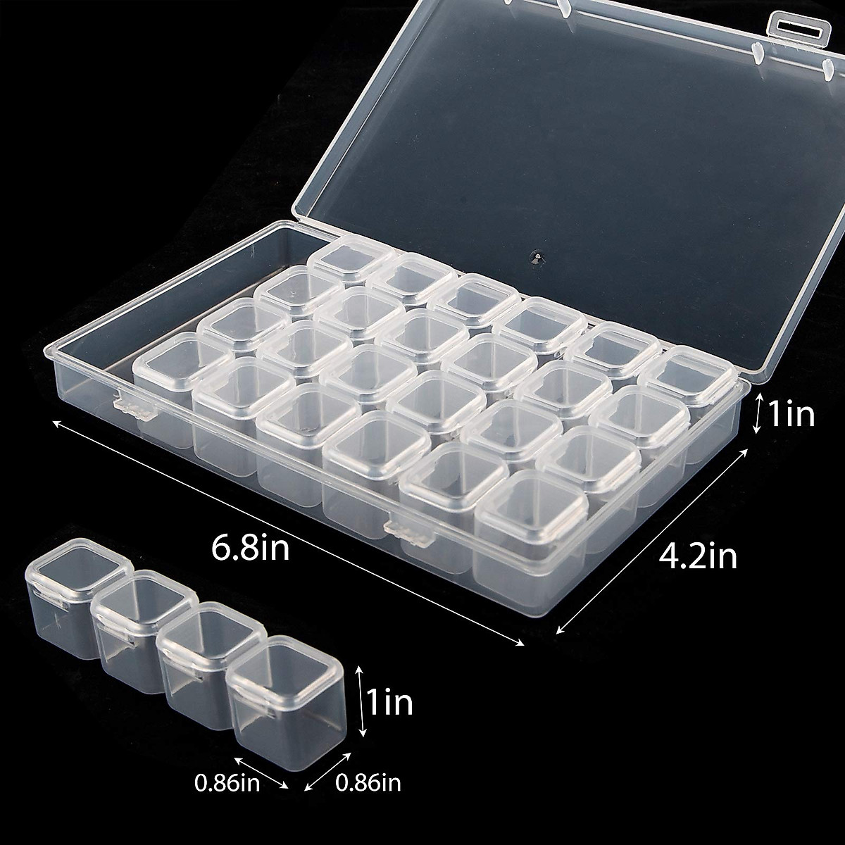 UOONY 280 Slots Diamond Painting Storage Containers Diamond Accessories and Tools Boxes Bead Organizer 28 Grids 10Pcs with 400Pcs Label Stickers for Nail Craft
