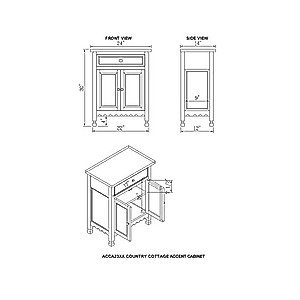 Rustic Cottage Accent Cabinet with 1 Drawer and 2 Doors in Blue Antique Finish for Living Room - Assembly Req'd., Distressed Wood, Adjustable/Removable Shelf