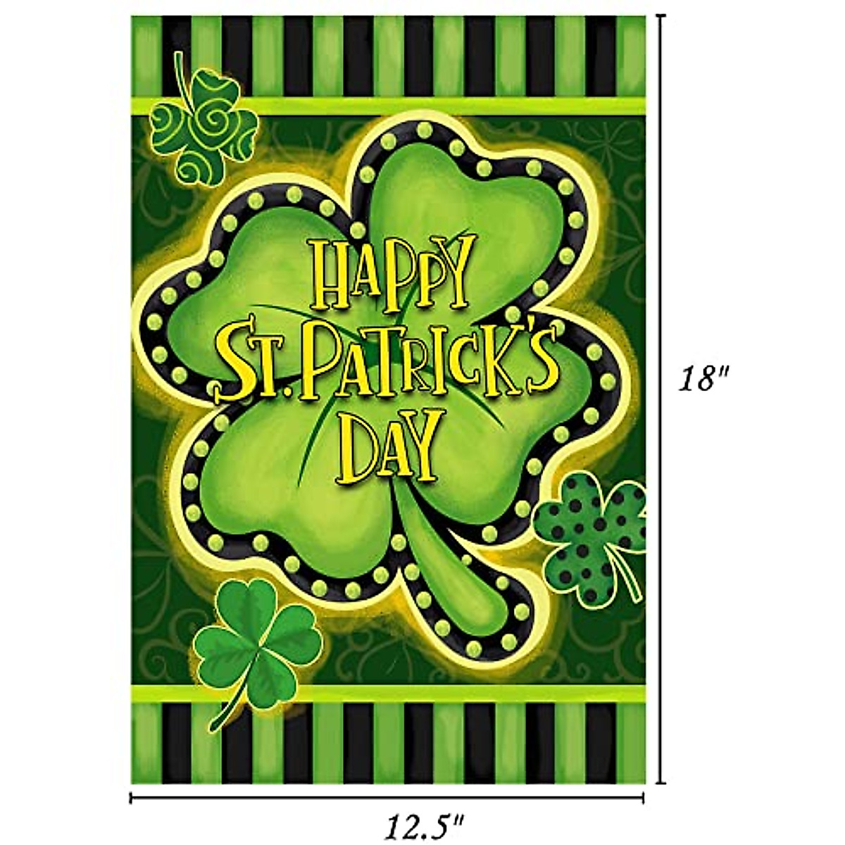 St Patrick's Day Garden Flag,Shamrock St Patricks Flag 12.5 x 18 Inch Clover Double-Sided Display 2 Layer Linen for Garden and Home Decorations