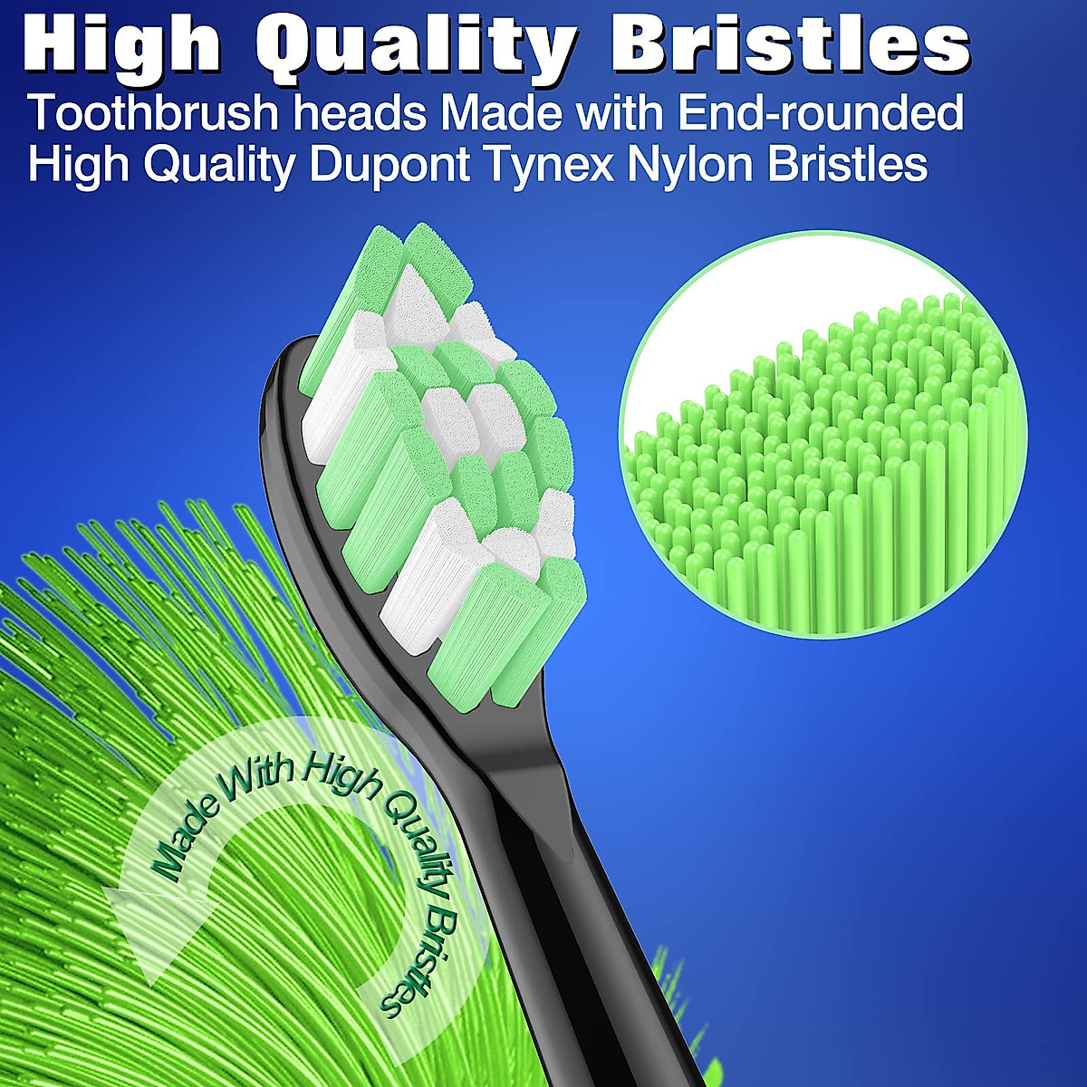 Jiuzhoudeal Toothbrush Replacement Heads for Philips Sonicare DiamondClean ProtectiveClean 4100 5100 6100 C2 G2 Electric Toothbrush Brush Heads Black, 10 Pack