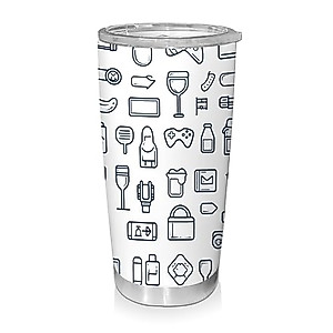 FOCIUZTA 20oz Playful Gaming Pattern Tumbler with Lid, Travel Coffee Cup, Ideal for Easter, Gaming Enthusiast, Mother Day, and Birthday Gifts