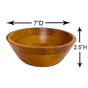 Woodard & Charles Set of 4 Individual Wood Serving Bowls for Salad, Fruit, Snacks, Nuts, or Candy (7" X 2 1/2" Individual Bowls, Set of 4)