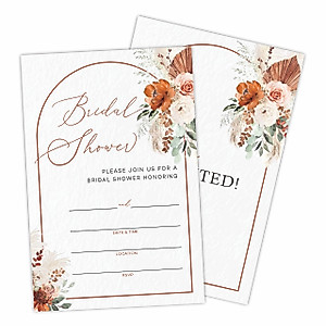 luixd Watercolor Floral Bridal Shower Invitations, 25 Boho Invites With Envelopes, Fill In Style Invites For Bridal Shower, Mr & Mrs Newlyweds Celebration, Party Favor & Supplies - A03