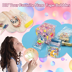 5+35 Pieces Nano Tape Bubbles Kit, Anglecai 5 Pack Double Sided Tape Plastic Super Elastic Bubbles Nano Tape DIY Craft Kit for Party Favors