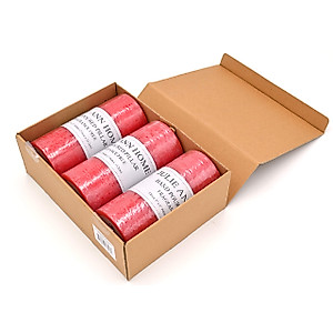 Set of 3 Red Unscented 6 Inch Tall Pillar Candles | Home Décor Accent for Centerpieces, Lanterns or Fireplace Mantles | Decorate Your Wedding, Bridal Shower or Home | 3W x 6H Inches