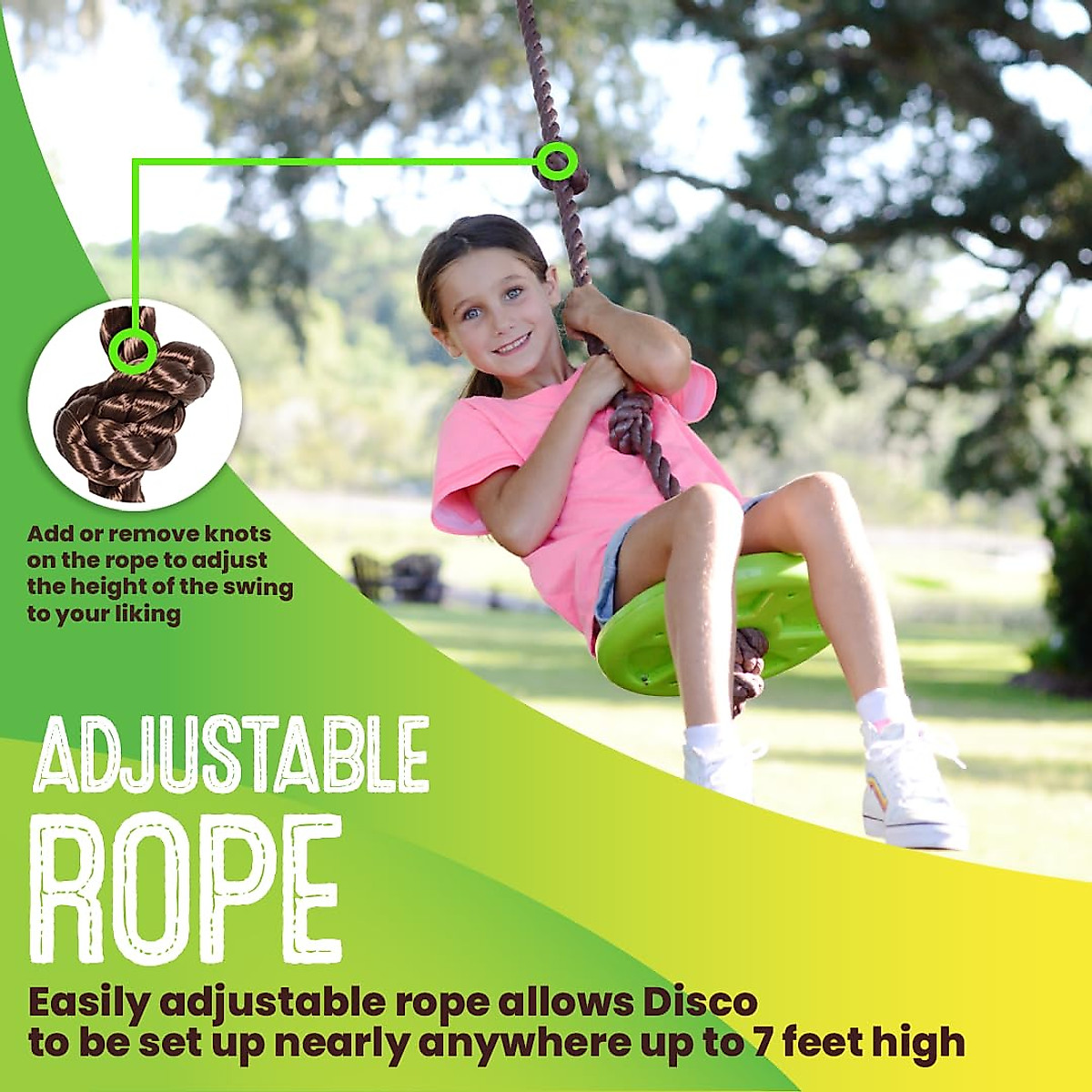Swurfer Disco Tree Swing - Swing Sets for Backyard, Outdoor Swing, Swingset Outdoor for Kids, Easy Installation, Heavy Duty, Adjustable Climbing Rope, Weather Resistant, Up to 200lbs, Ages 6 and Up