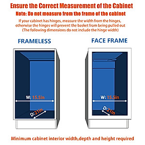 ROOMTEC Pull Out Cabinet Organizer, Cabinet Pull Out Shelves 14" W x 18" D, Heavy Duty Cabinet Drawers Slide Out Kitchen Cabinet Organizers Storage Shelf