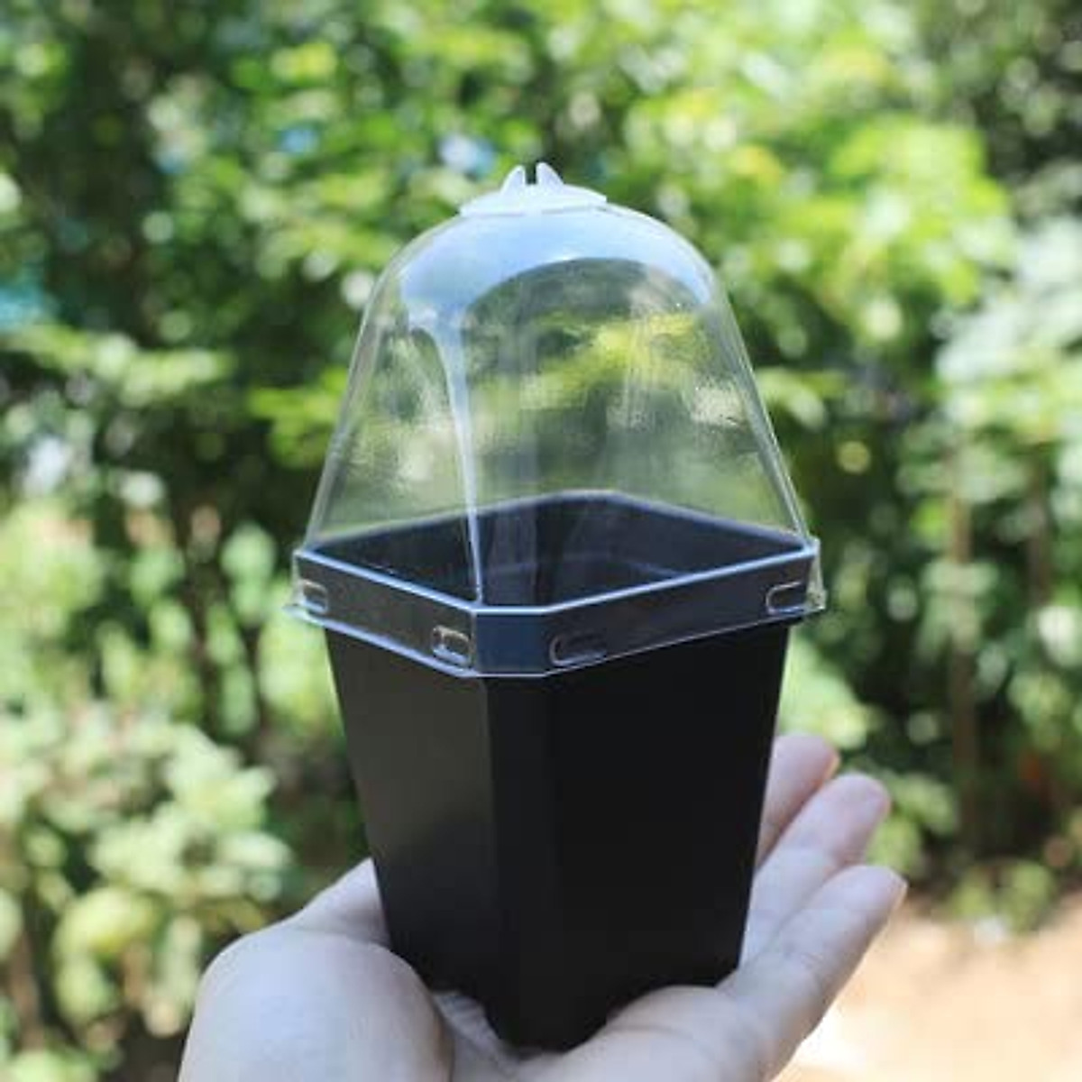 Cashger 10 Pack Plant Nursery Pots Sets 3" Thicken Soft Plastic Gardening Pot Little Planting Pots Seedling Cups with 10 PCS Labels, Humidity Lids and Trays