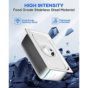 WantJoin 1/3 Size Hotel Pans with lids,10 Pack 6" Inch Deep Commercial Steam Table Pans Third Size with lids,Stainless Steel Steam Pan Restaurant Anti Clogging Steamer for Party,Restaurant,Hotel