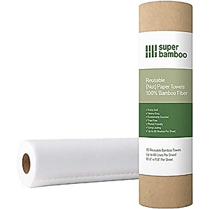 Cleanomic - Super Bamboo Paper Towels (3 Pack) - 100% Bamboo Fiber Towels, Fast-Absorbent Kitchen Paper Towels, Durable and Reusable up to 80 Times Bamboo Towels, Bamboo Kitchen Tissue Roll