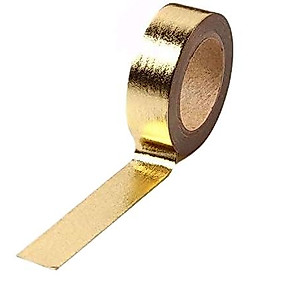 Syntego Solid Foil Washi Tape Decorative Self Adhesive Masking Tape 15mm x 10 Meters (Gold)