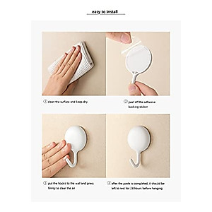 JULAHE Adhesive Wall Hooks for Hanging Towel Coat Hat Key Stylish Pebble Shape Utility Hook for Kitchen Bathroom No Drill Stick on Smooth Surface Ornament Hooks 4 Pack White