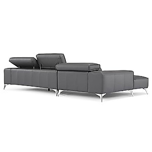 ZURI Furniture Raj Modern Slate Leather Sectional with Adjustable Headrests and Chaise - Left Chaise