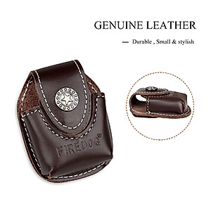 FIREDOG Zippo Lighter Pouch, Leather Zippo Lighter Case Holder with Clip for Belt