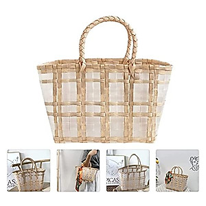 WALTX Round Basket 1Pc Practical Waterproof Durable Shopping Basket Woven Basket for Home Decor Shop Storage Case