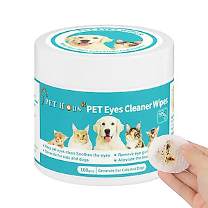 Dog and Cat Eye Wipes-Gently Remove Tear Stains Mucus Secretions-Aloe Vera Extract-Beauty Clean，Eye Care for Dogs and Cats，Sterile Cat and Dog Wipes Formulated to Remove Eye Debris - 100 count;