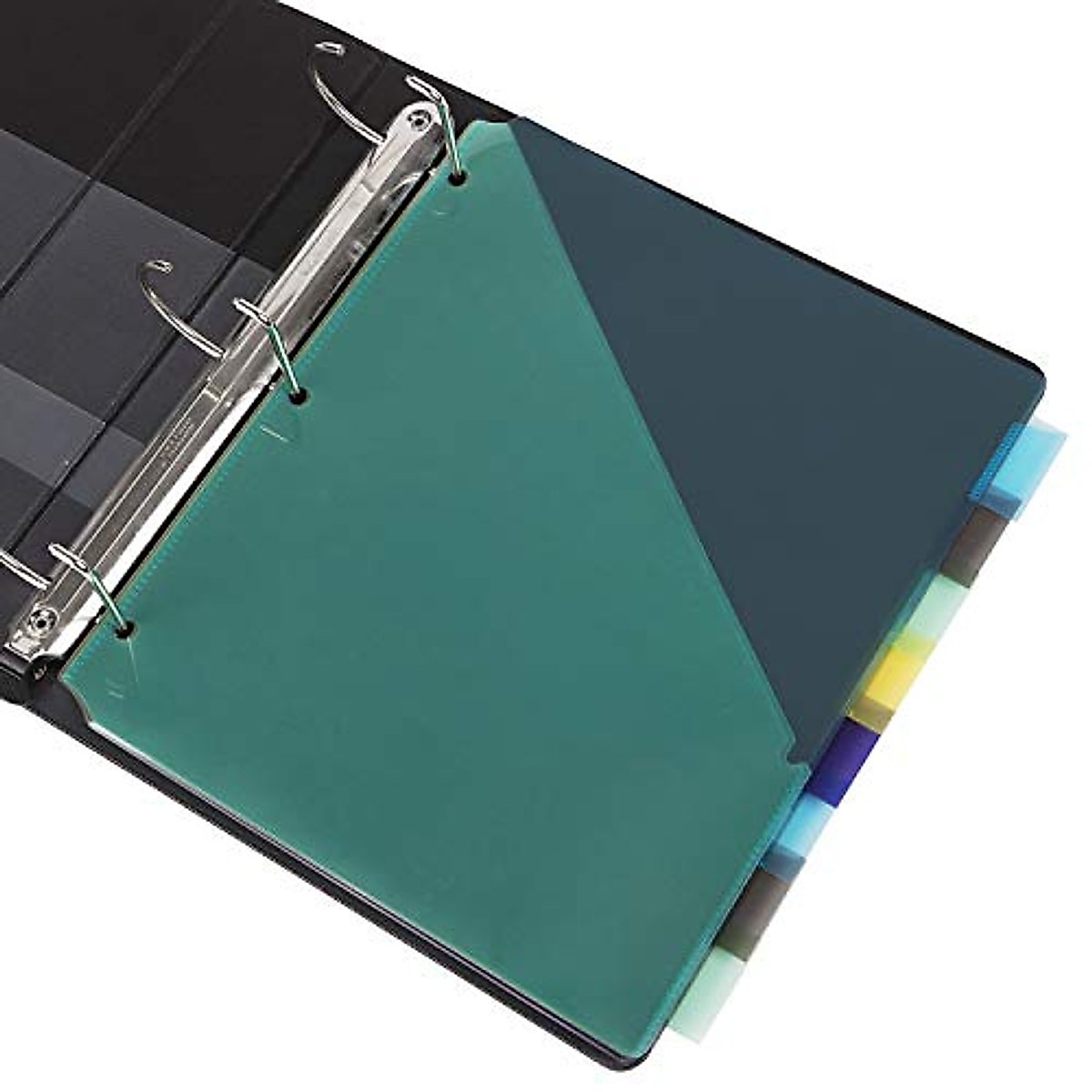 Amazon Basics 8-Tab Plastic Binder Dividers with Pockets, Two Tone, 1 set