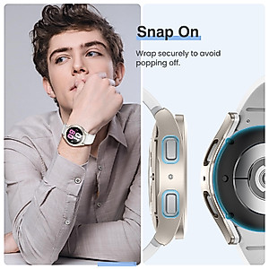 Tensea [2Pack] for Samsung Galaxy Watch 5 2022/4 2021 Screen Protector Case 44mm Accessories, Protective Face Cover for 44 mm, Hard Bumper Built-in Tempered Glass Film for Women Men