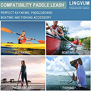 LINGVUM Paddle Leash Stretchable Kayak Paddle Tether Coiled Strap for Kayaking Canoe Leash Rod SUP Board Surfboard, Fishing Poles (Green 6 Feet) 1 Pack