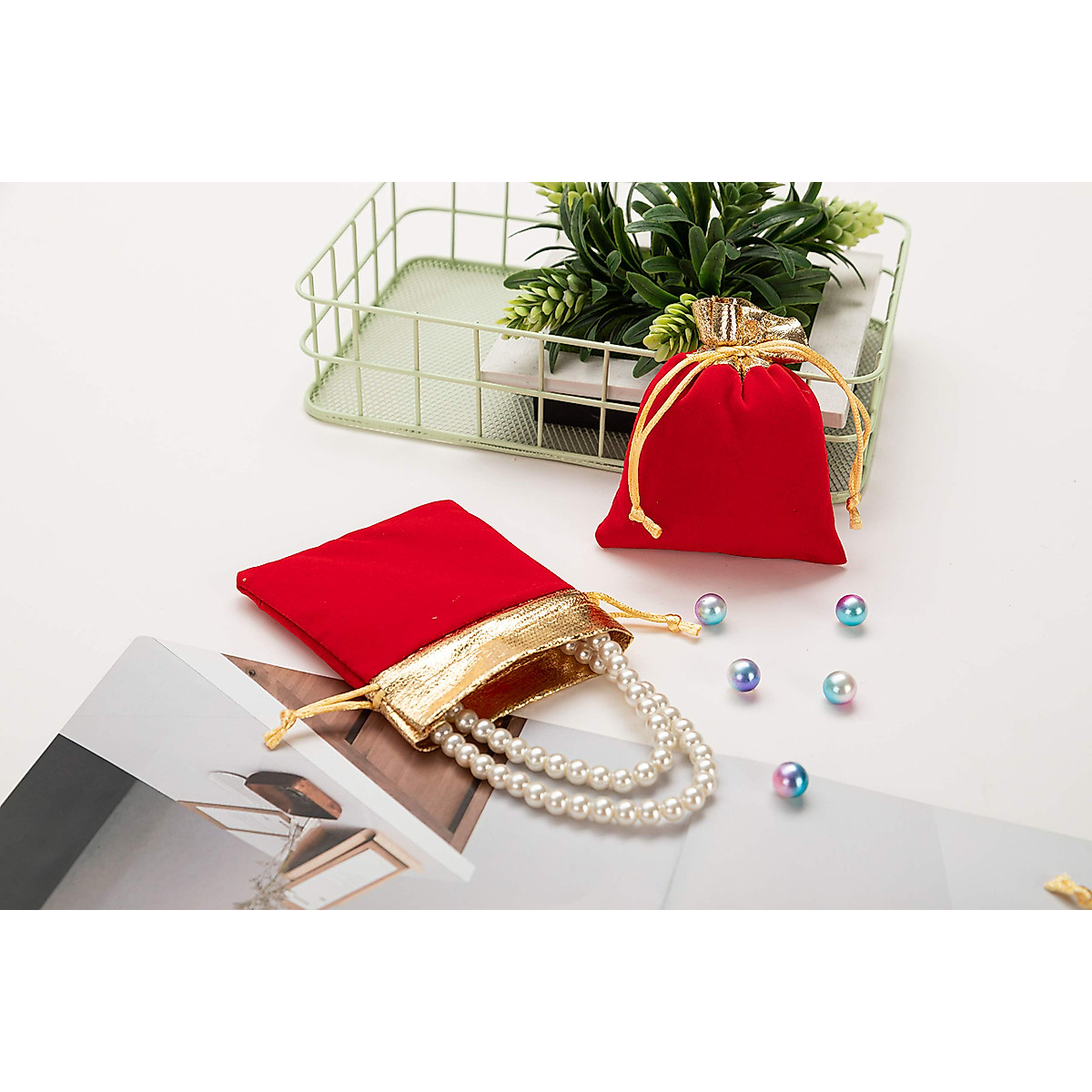 KAOYOO 25pcs 4.7"x5.9"/12cmx15cm Drawstring Velvet Gift Bags for Wedding,Birthdays,Christmas, Jewelry Packing